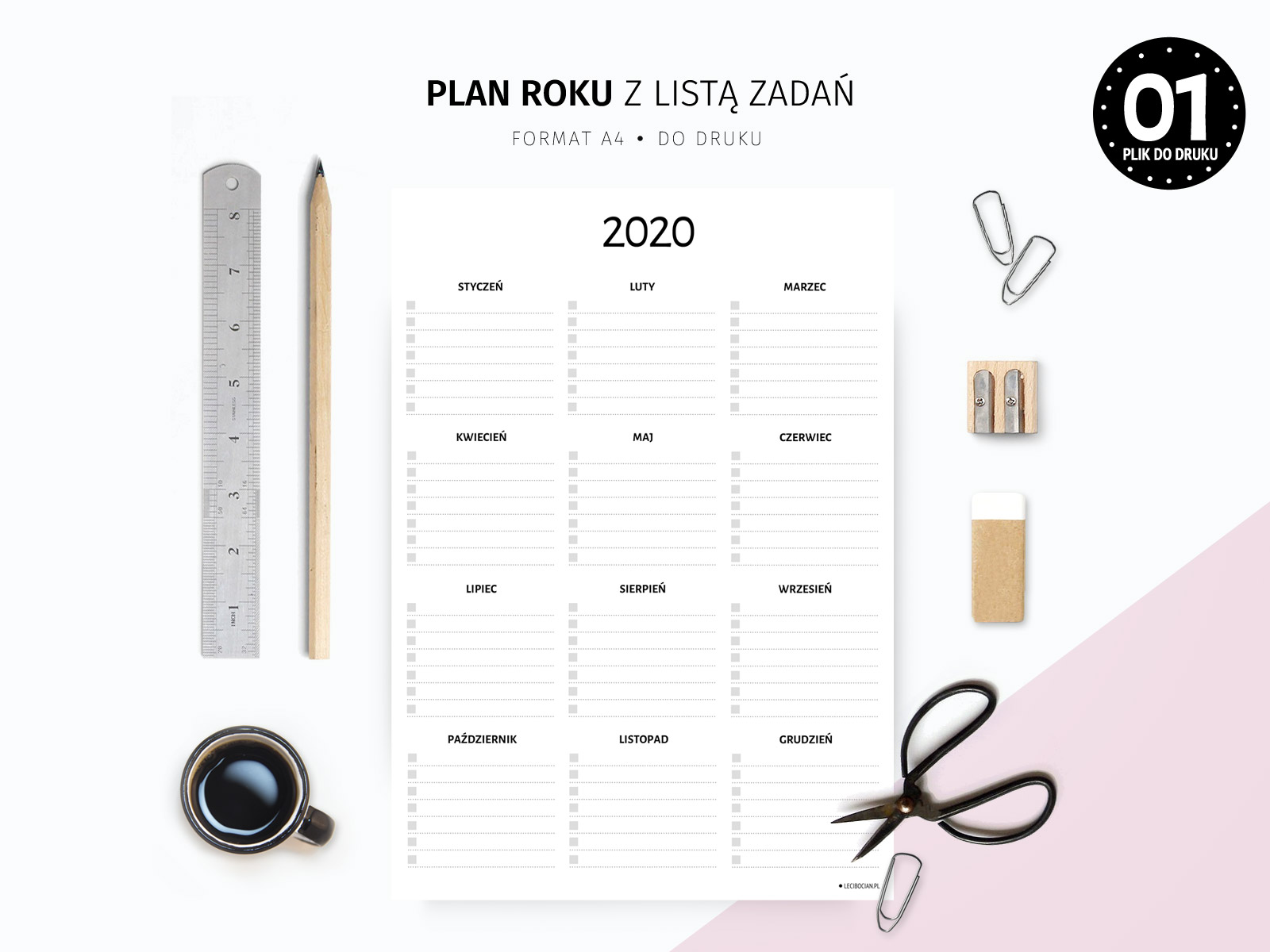 Plan roku z listą zadań do druku - Karty pracy i planery do druku ...